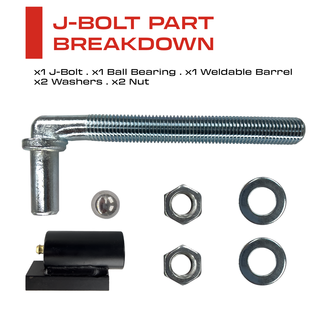 J Bolt Gate Hinge – 5/8” – Adjustable Weldable Hinge – Ball Bearing