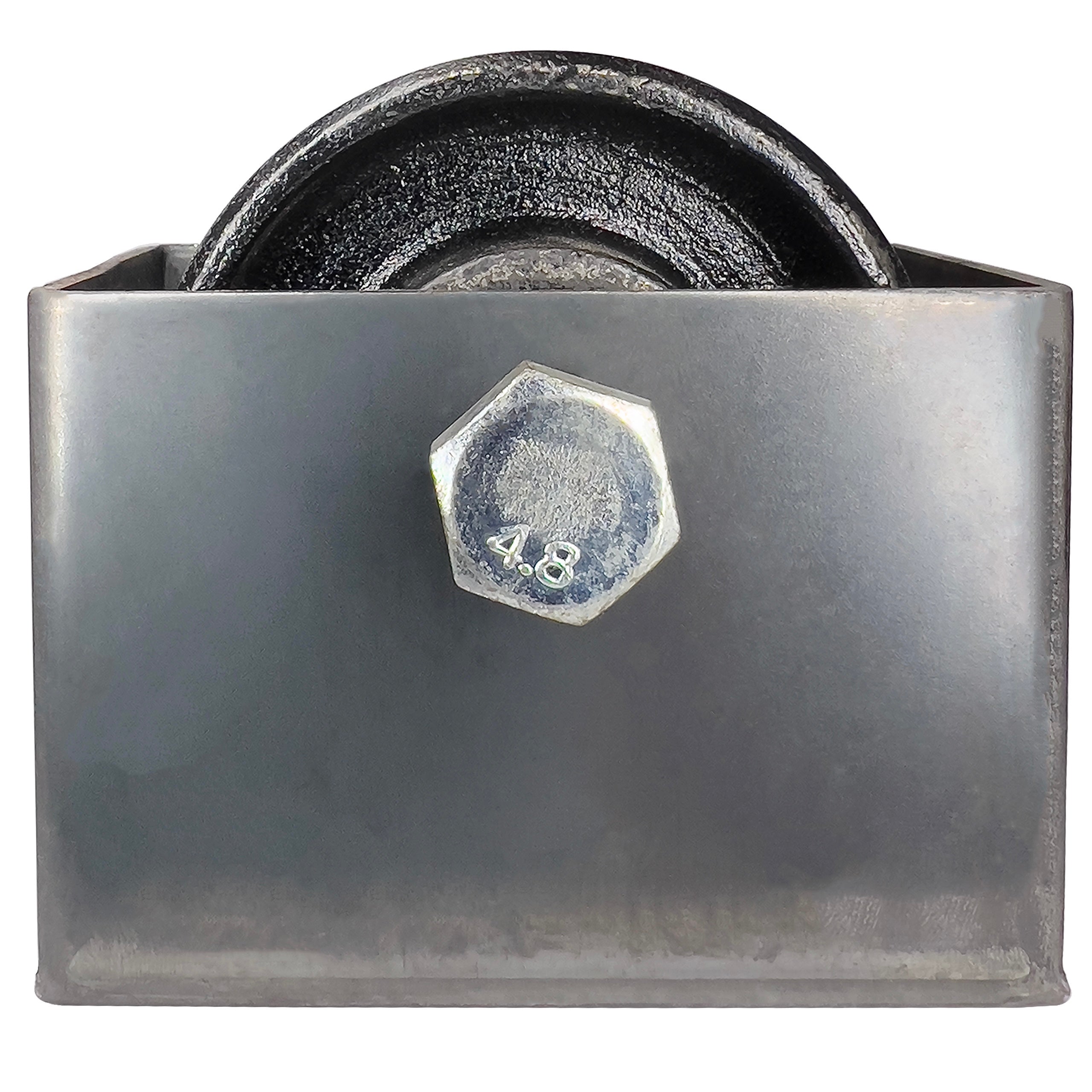 3” Inch V-Groove Gate Wheel V Track Cast Iron Black with Weldable Box